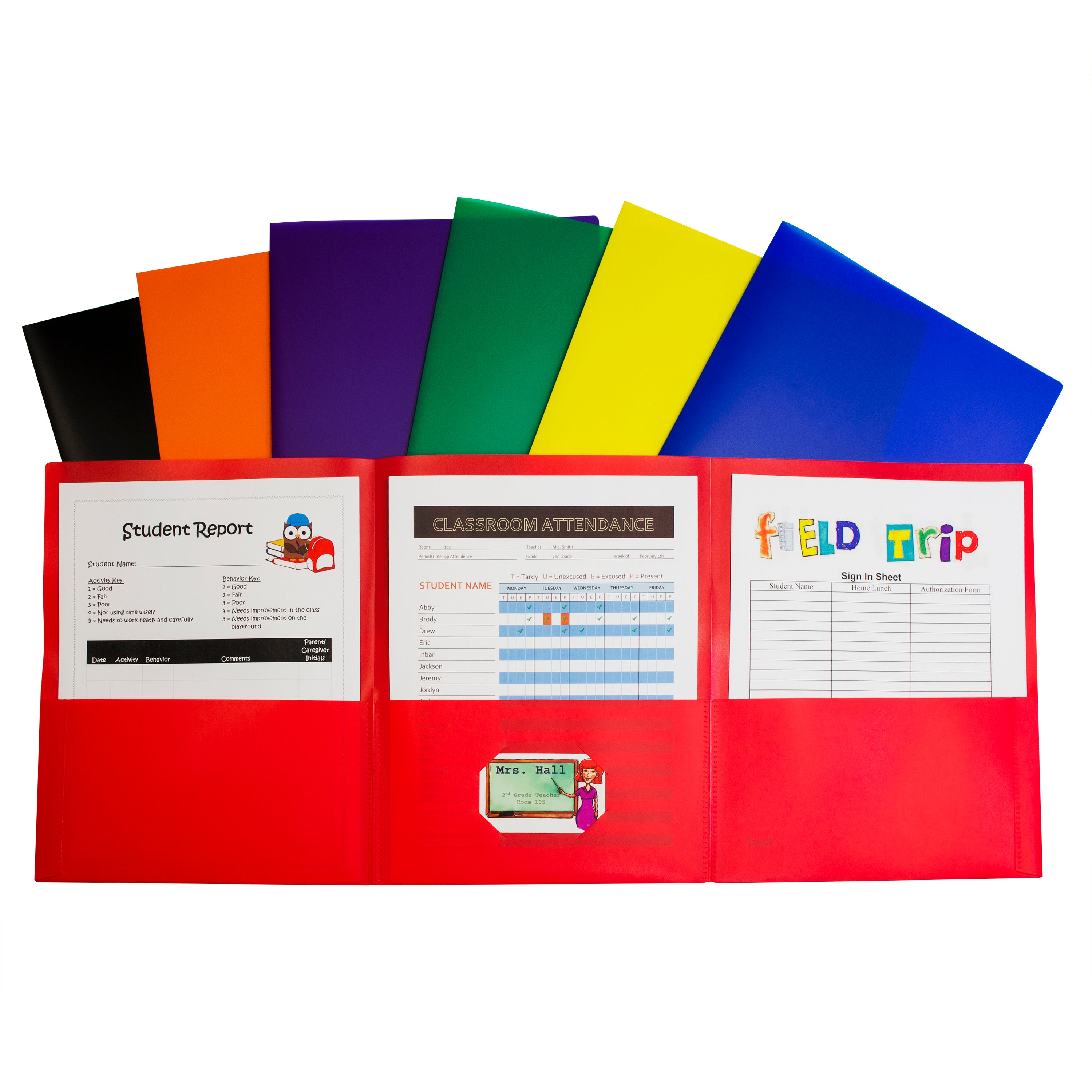 3-Pocket Poly Portfolios, Assorted, 1/EA (Set of 24 EA ...