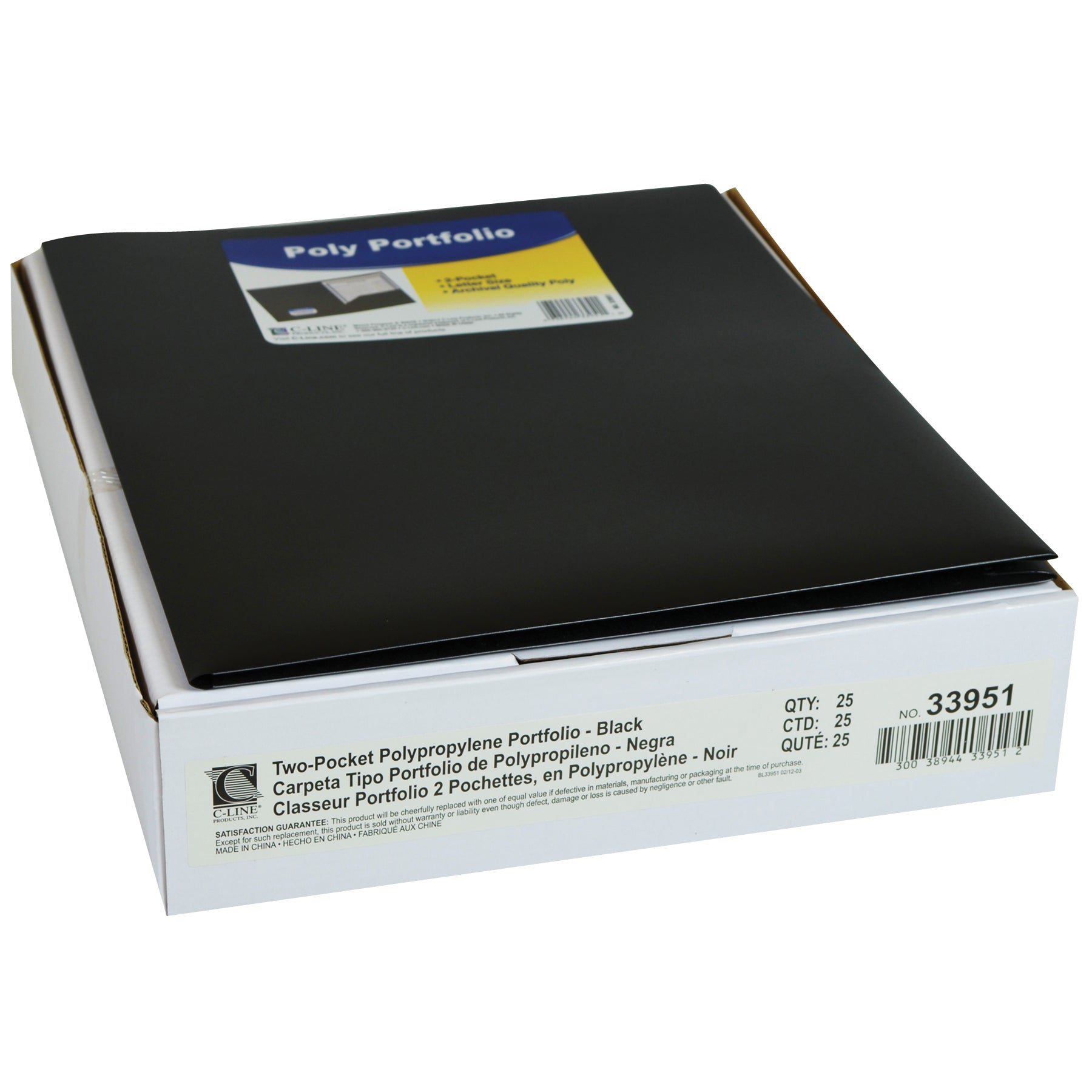 Two-Pocket Heavyweight Poly Portfolio Folder, Black (Set of 25 Folders ...