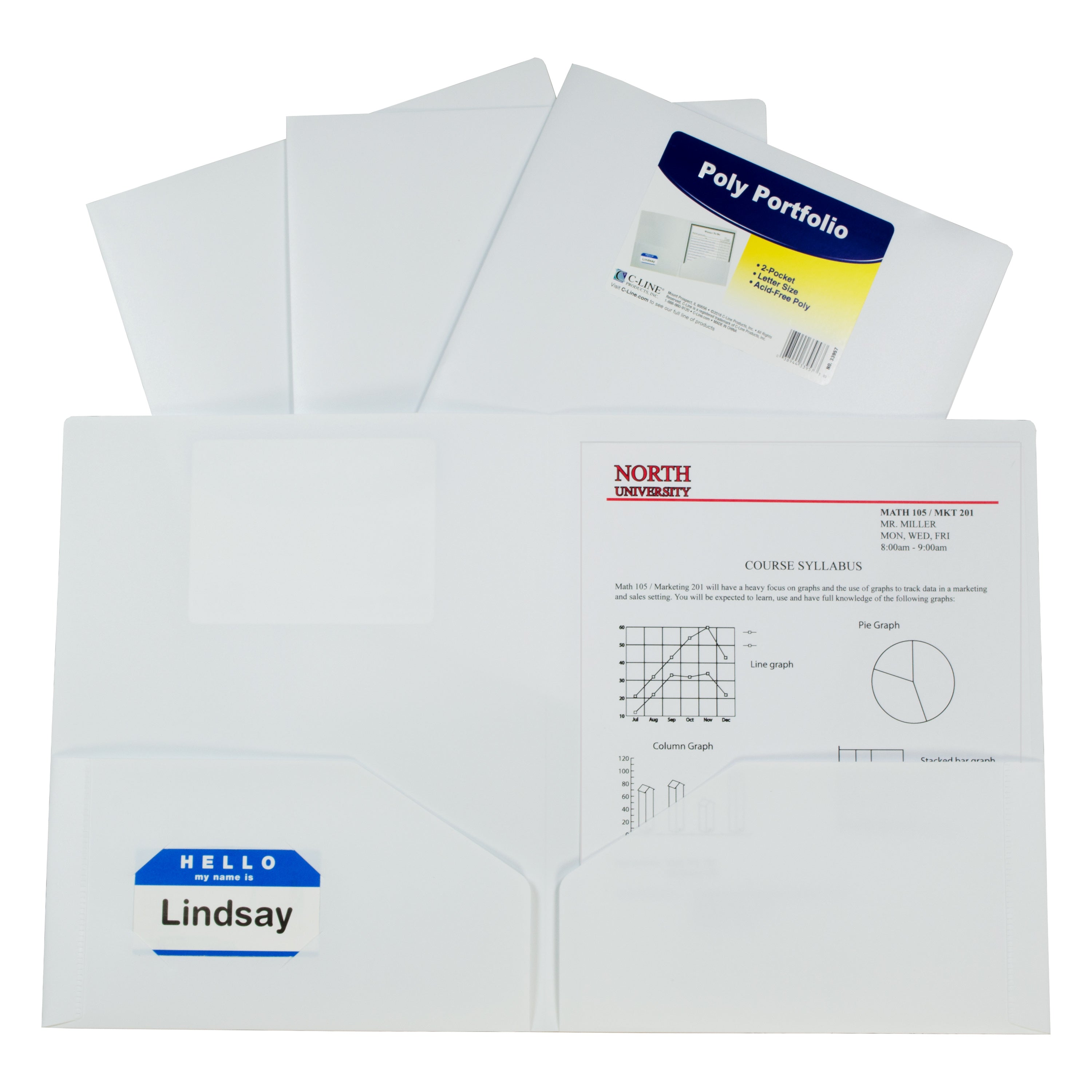 Two-Pocket Heavyweight Poly Portfolio Folder, White (Set of 25 Folders ...