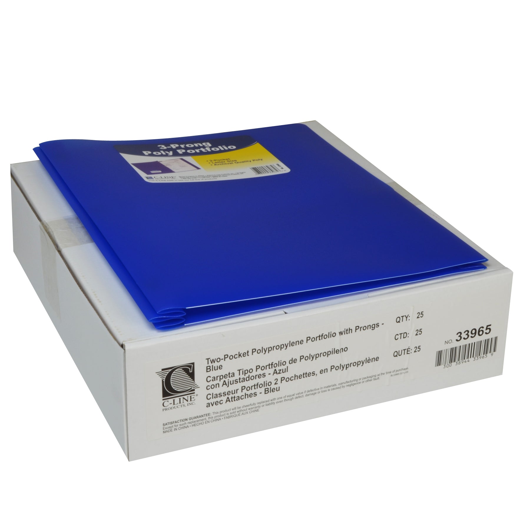 Two-Pocket Heavyweight Poly Portfolio Folder with Prongs, Blue (Set of ...