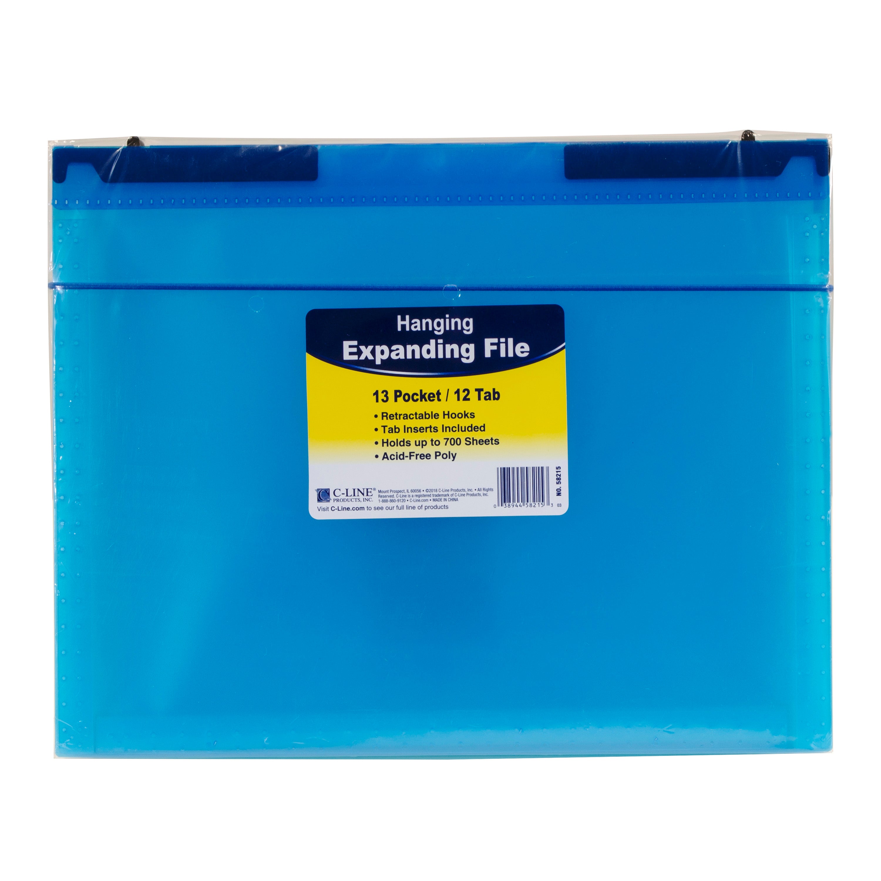13-Pocket Expanding File with Hanging Tabs, Bright Blue, 1/EA (Set of ...